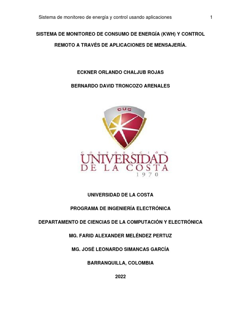 Sistema de Monitoreo de Consumo de Energía (KWH) y Control Remoto A Través de Aplicaciones de ...