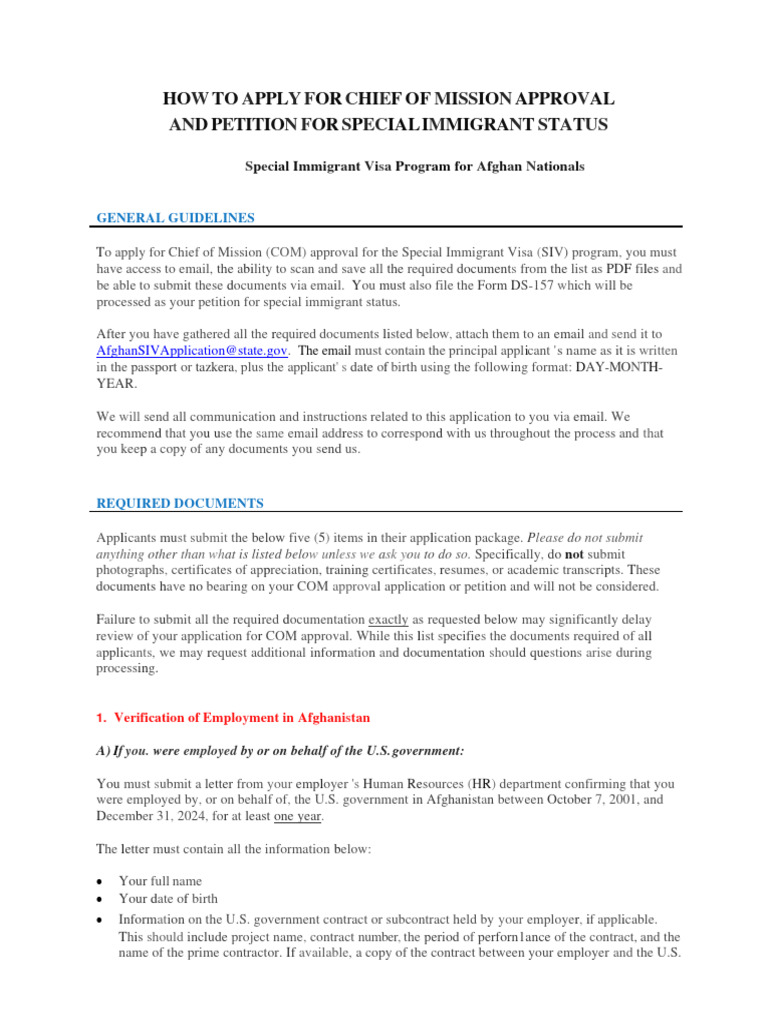 Afghan SIV Application Guide | PDF | Identity Document | International ...