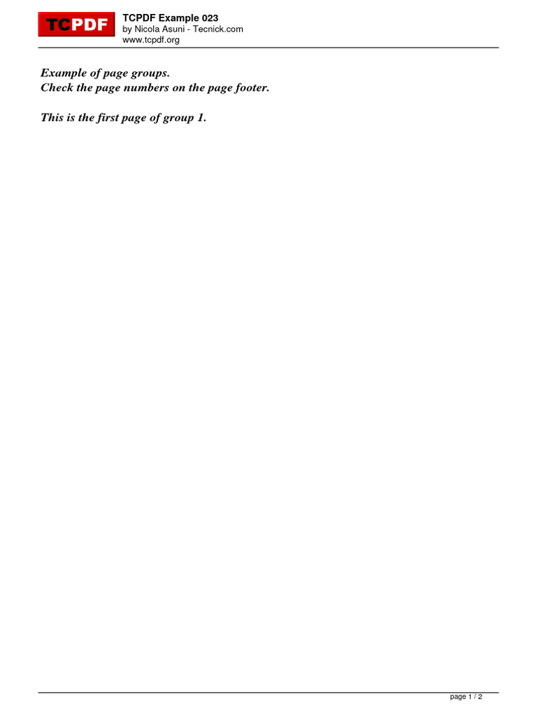 TCPDF Page Groups Example | PDF