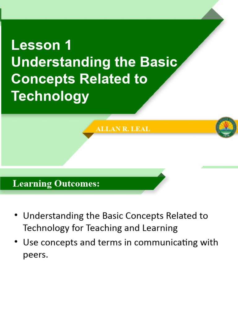 LESSON 1 Understanding the Basic Concepts Related to Technology | PDF ...