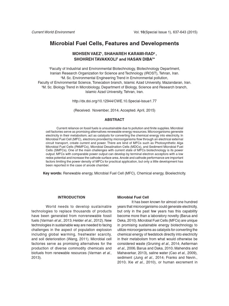 MFCs (2015) | PDF | Chemistry | Biology