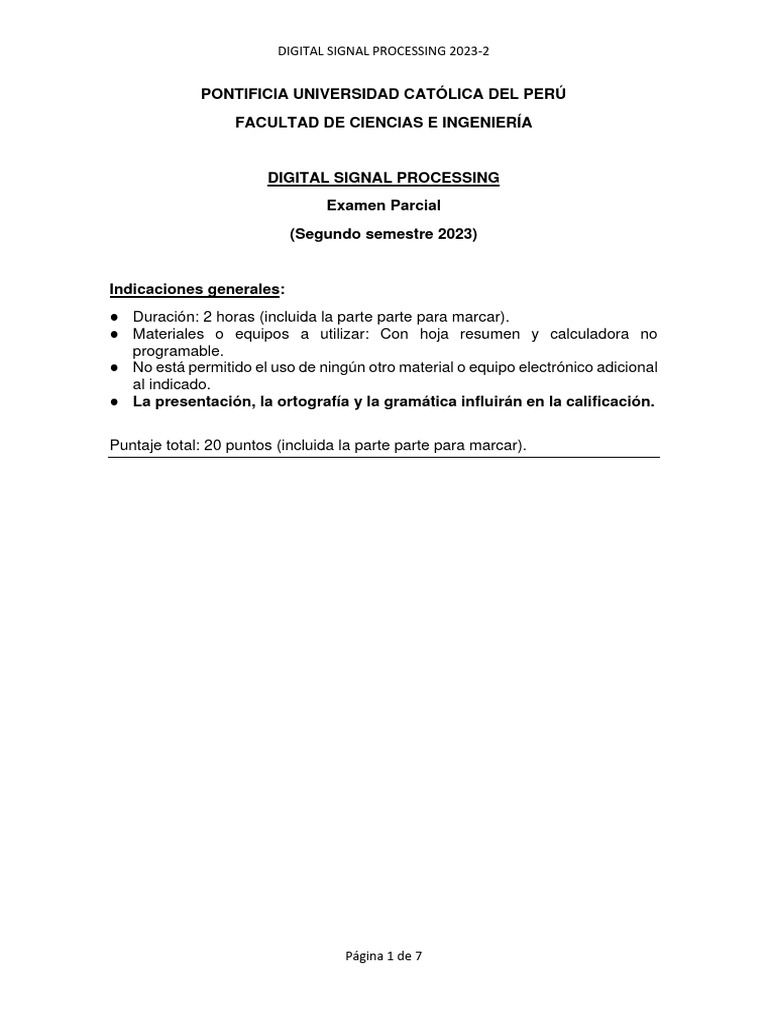 Midterm DSP | PDF | Digital Signal Processing | Telecommunications