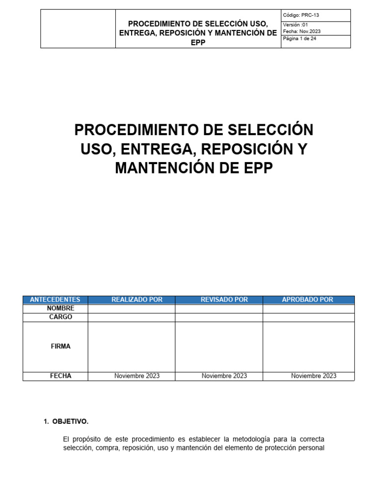 Procedimiento EPP: Selección y Uso | PDF | Soldadura | Construcción