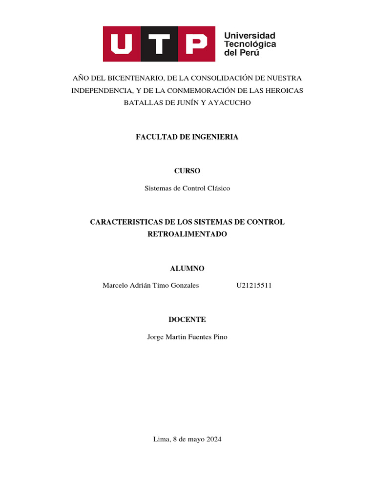 Control Retroalimentado Clasico | PDF | Sistema de control | Sistema