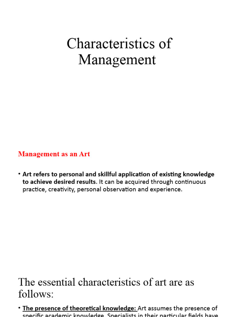 Characteristics of Management Unit 1 | PDF | Knowledge | Science