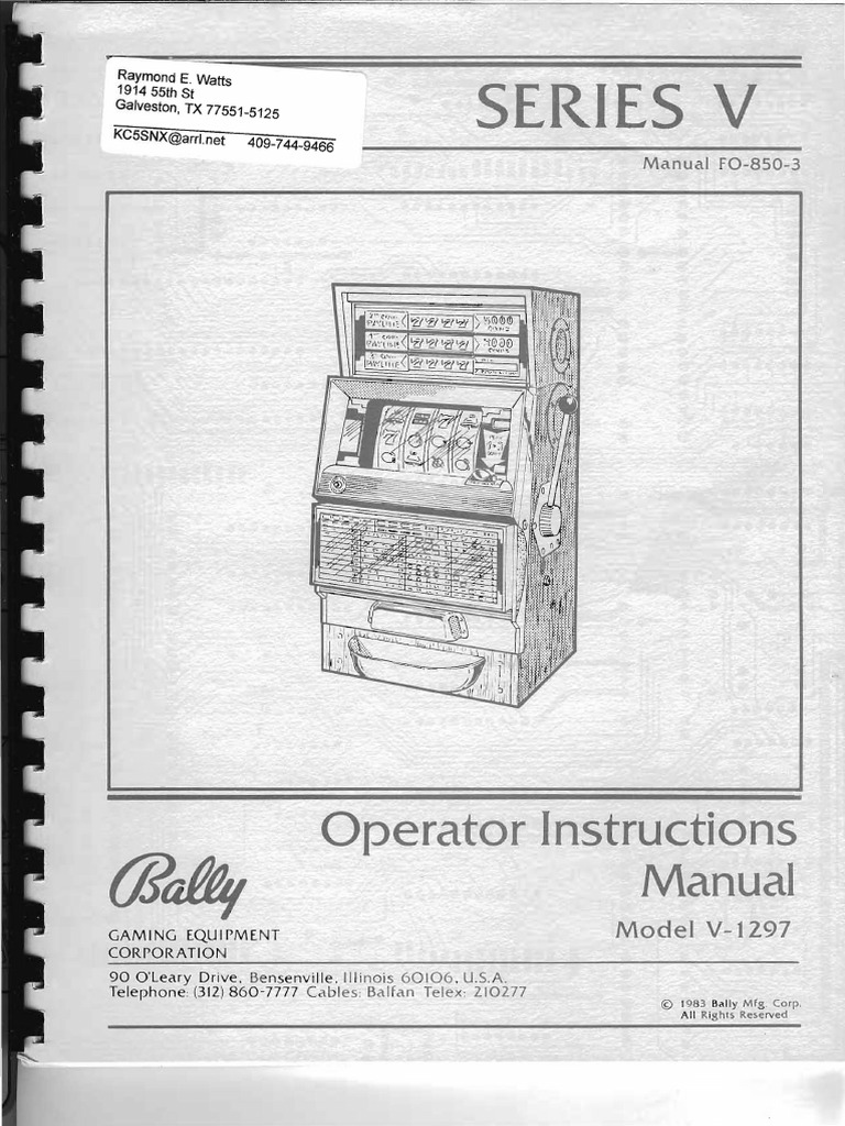 Bally v-1297 Instructions | PDF | Integrated Circuit | Random Access Memory