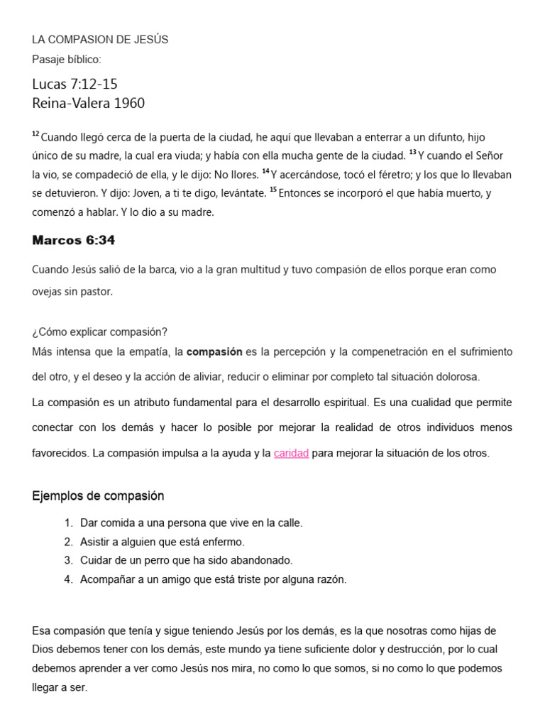 La Compasion de Jesús | PDF | Compasión | Jesús