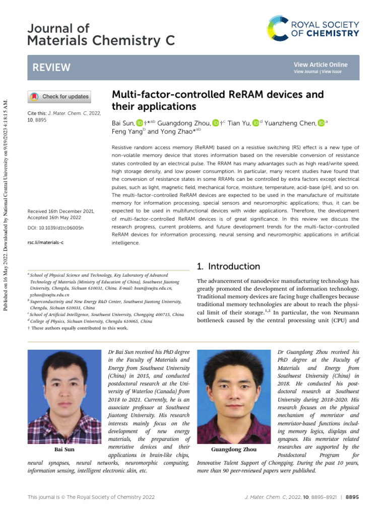 Multi-Factor-Controlled ReRAM Devices and Their Applications | PDF ...