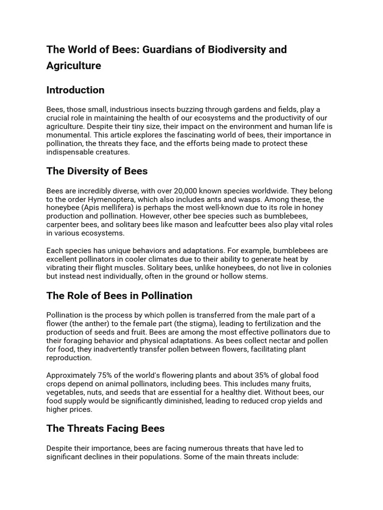 Importance of Bees in Ecosystems | PDF | Bees | Pollination