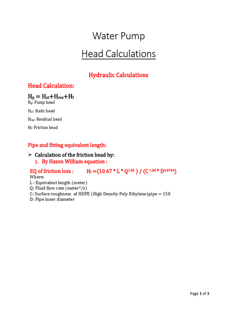 Hydraulic Calculation | PDF | Teaching Methods & Materials | Science ...