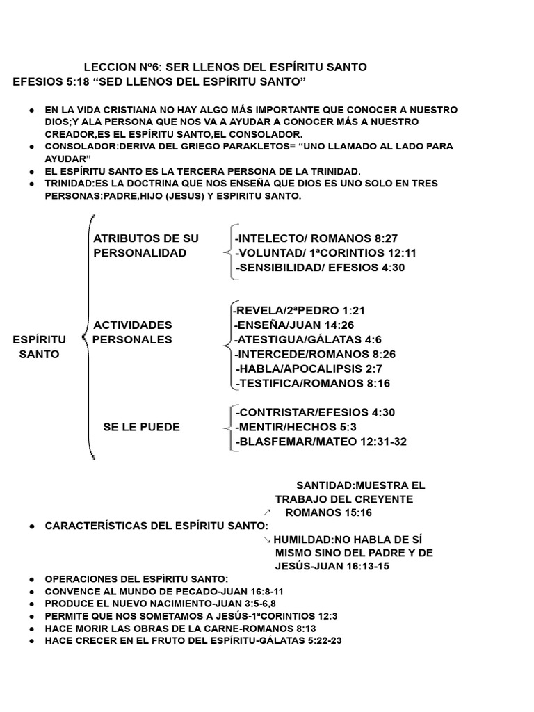 Leccion Nº6 - Ser Llenos Del Espíritu Santo | PDF | espíritu Santo | Biblia