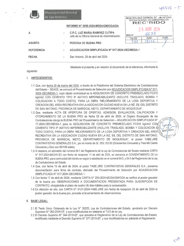 INF PERDIDA DE BUENA PRO AS 172024_20240502_093747_398 | PDF