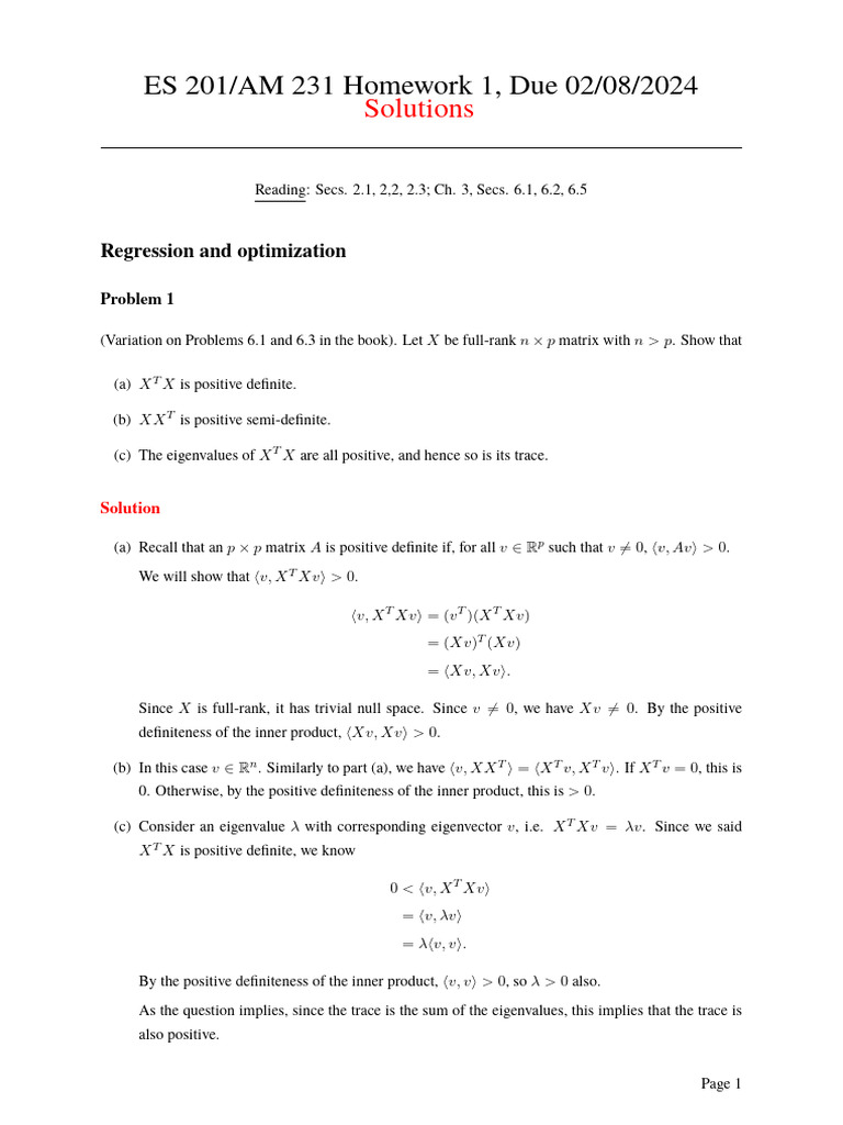 APMTH231 Pset1 | PDF | Estimator | Eigenvalues And Eigenvectors