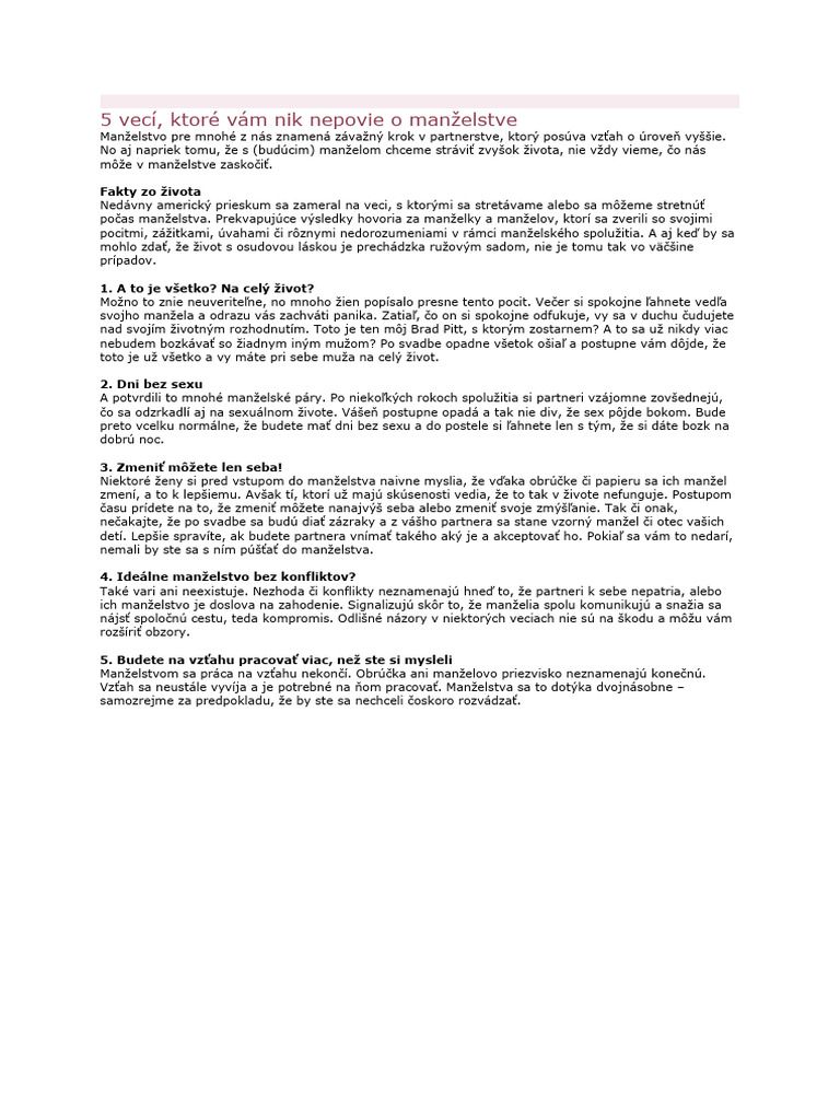 5 Vecí V Manželstve | PDF