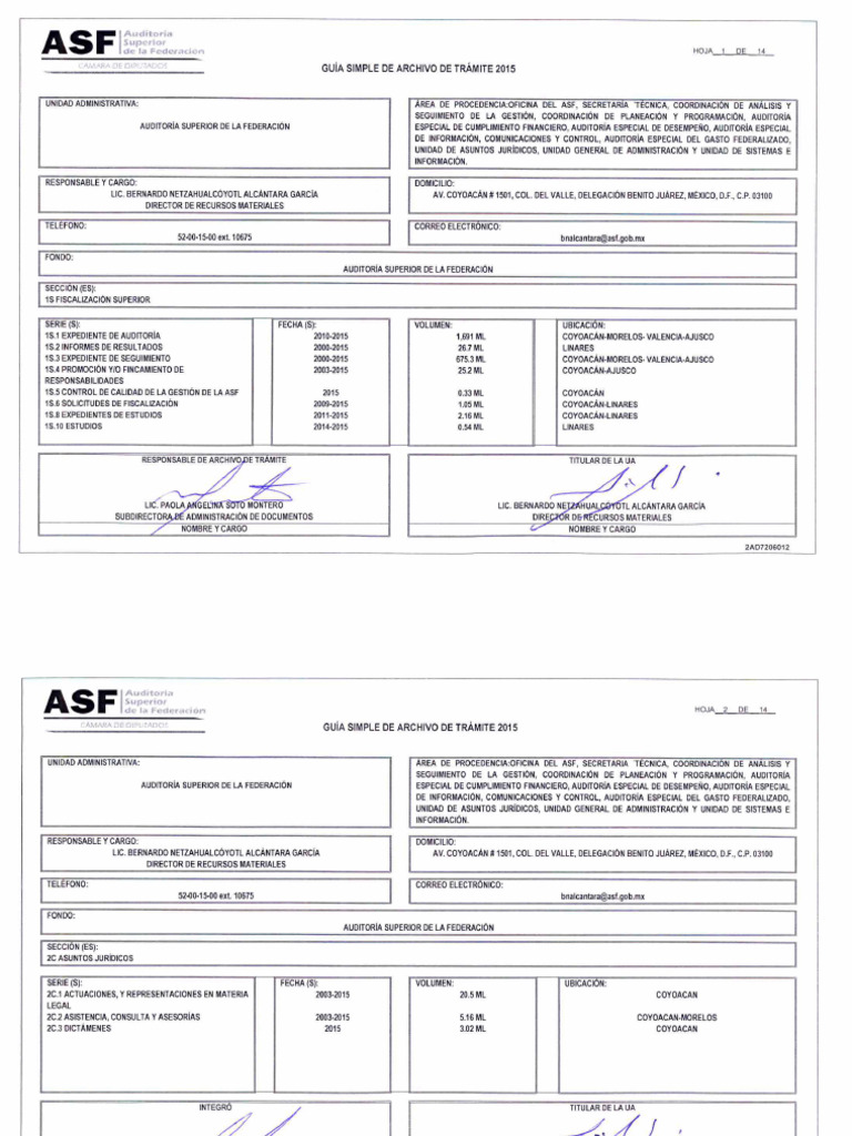 Guia Simple de Archivos de Tramite 2015 | PDF