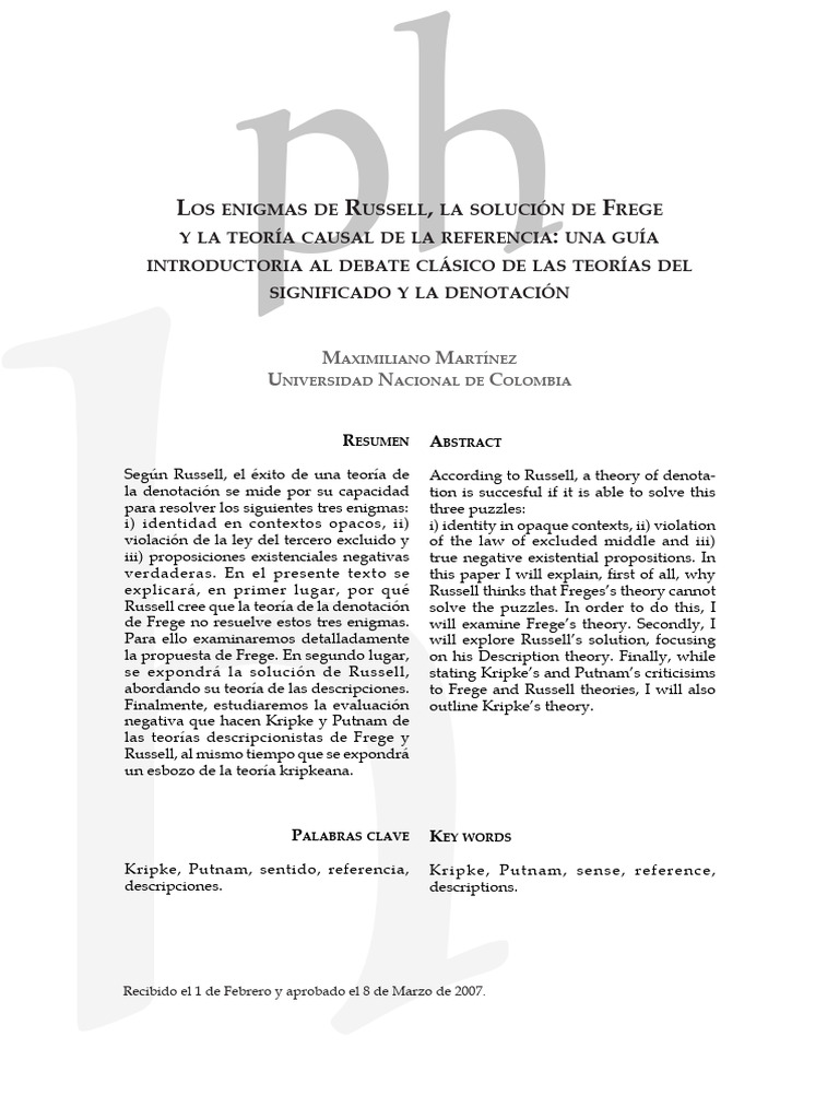 Frege - Russell - Kripke | PDF | Bertrand Russell | Gottlob Frege