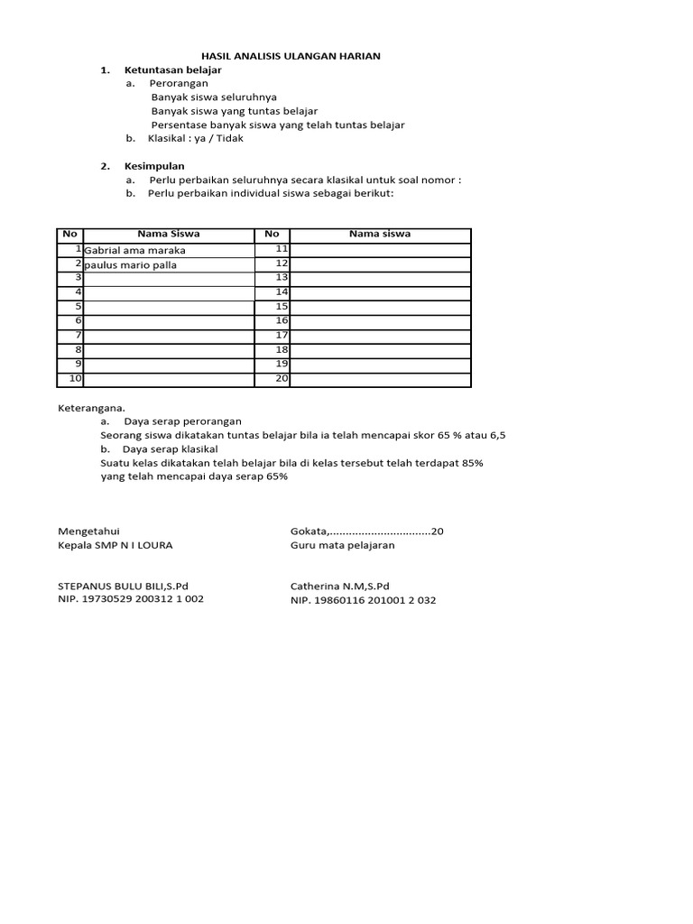 Analisis IPA US I. Kelas 7 ..2021 | PDF