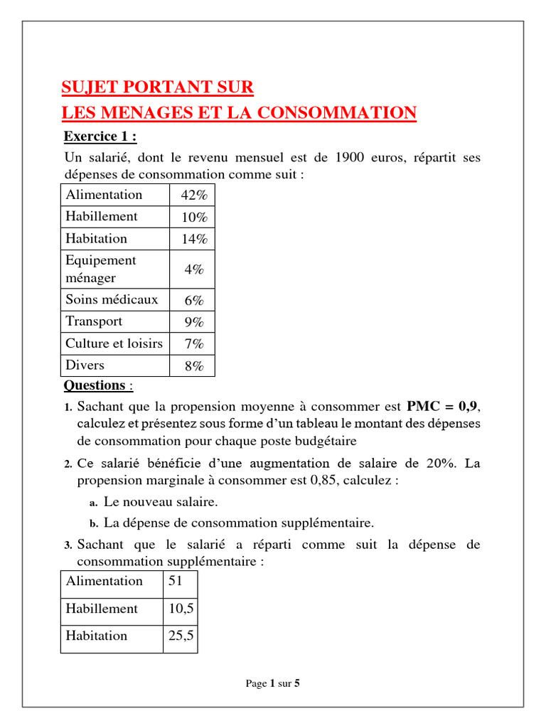 Correction de Lexo Sur Les Menages Et La Consommation | PDF | Économie | Économie