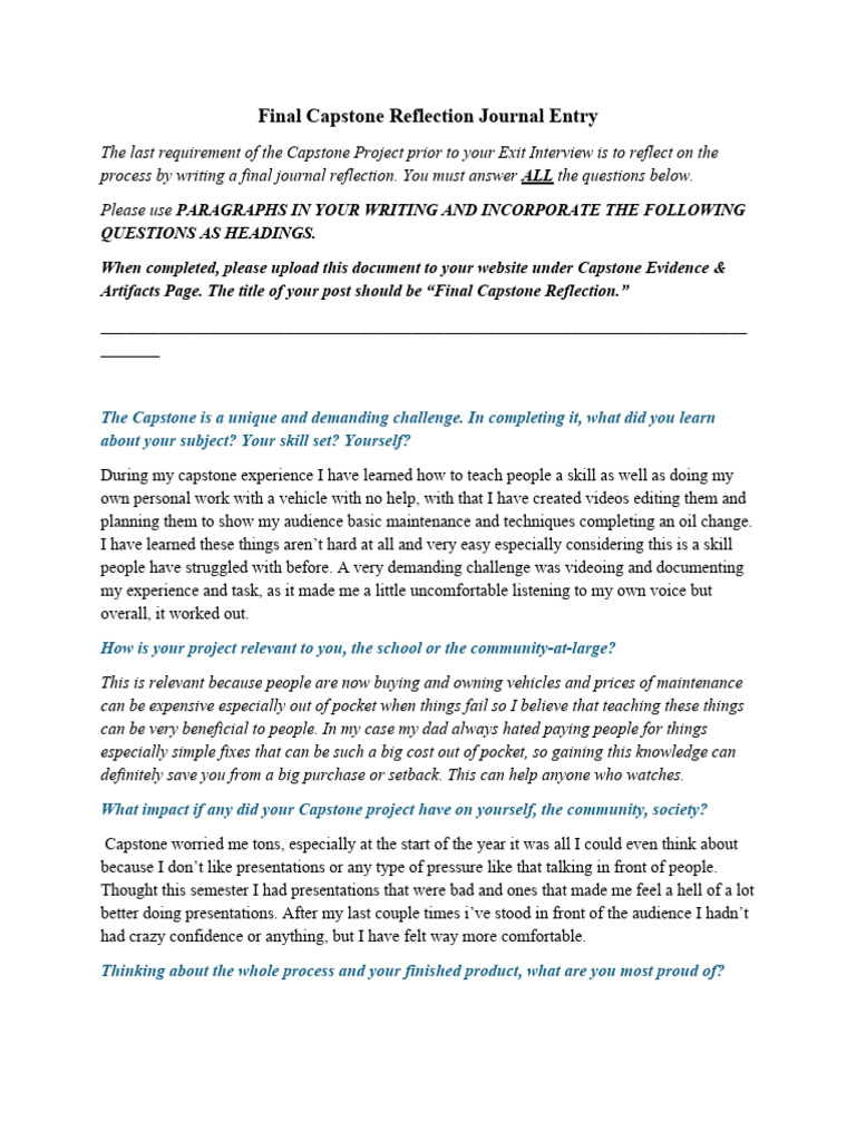 Capstone Final Reflection | PDF | Cognition
