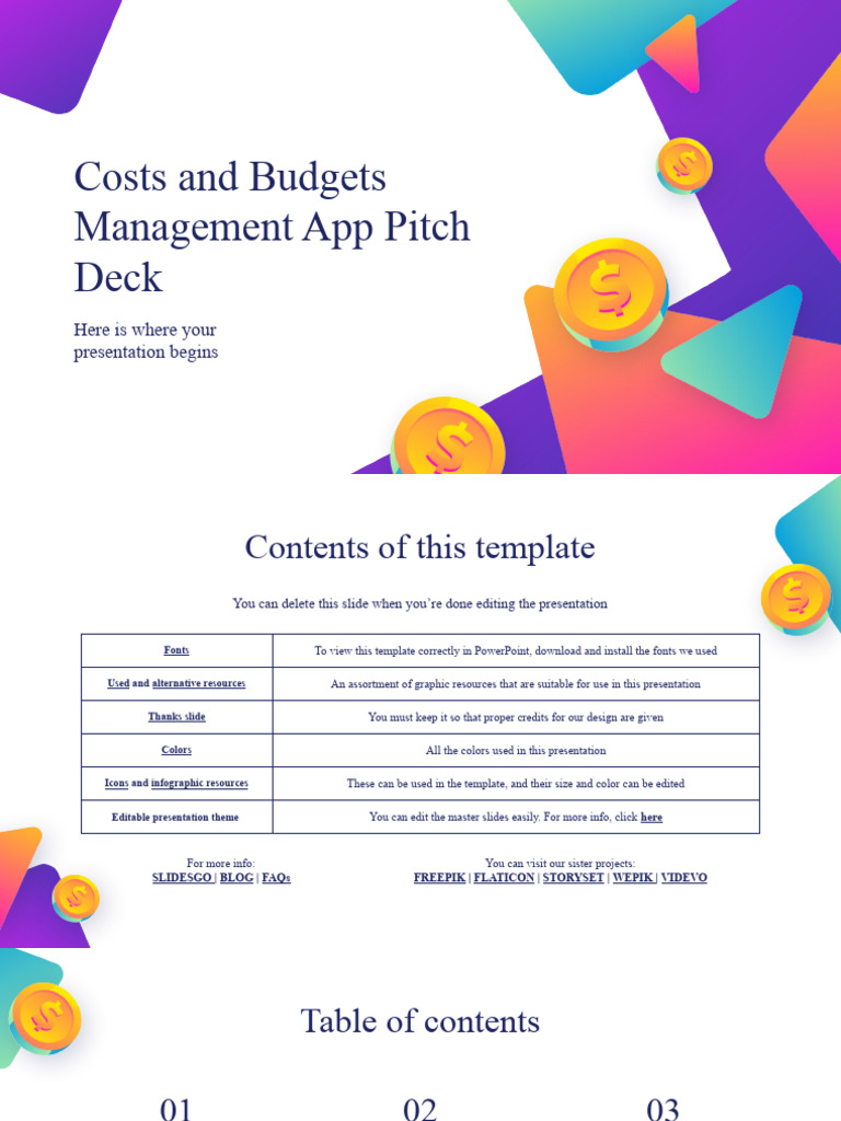Costs and Budgets Management App Pitch Deck by Slidesgo | PDF | Icon ...