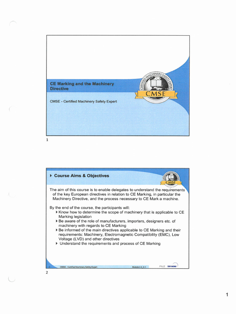 4 - CE Marking and The Machinery Directive | PDF