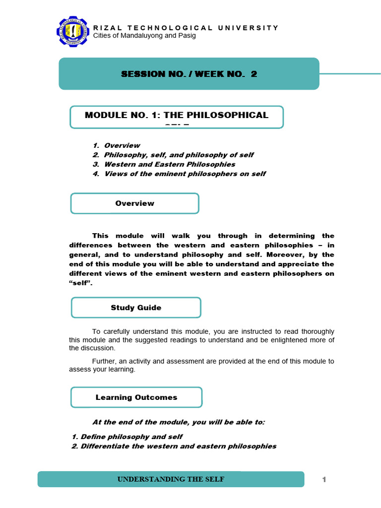 Module 1 The Philosophical Self | PDF | Thought | Ātman (Hinduism)