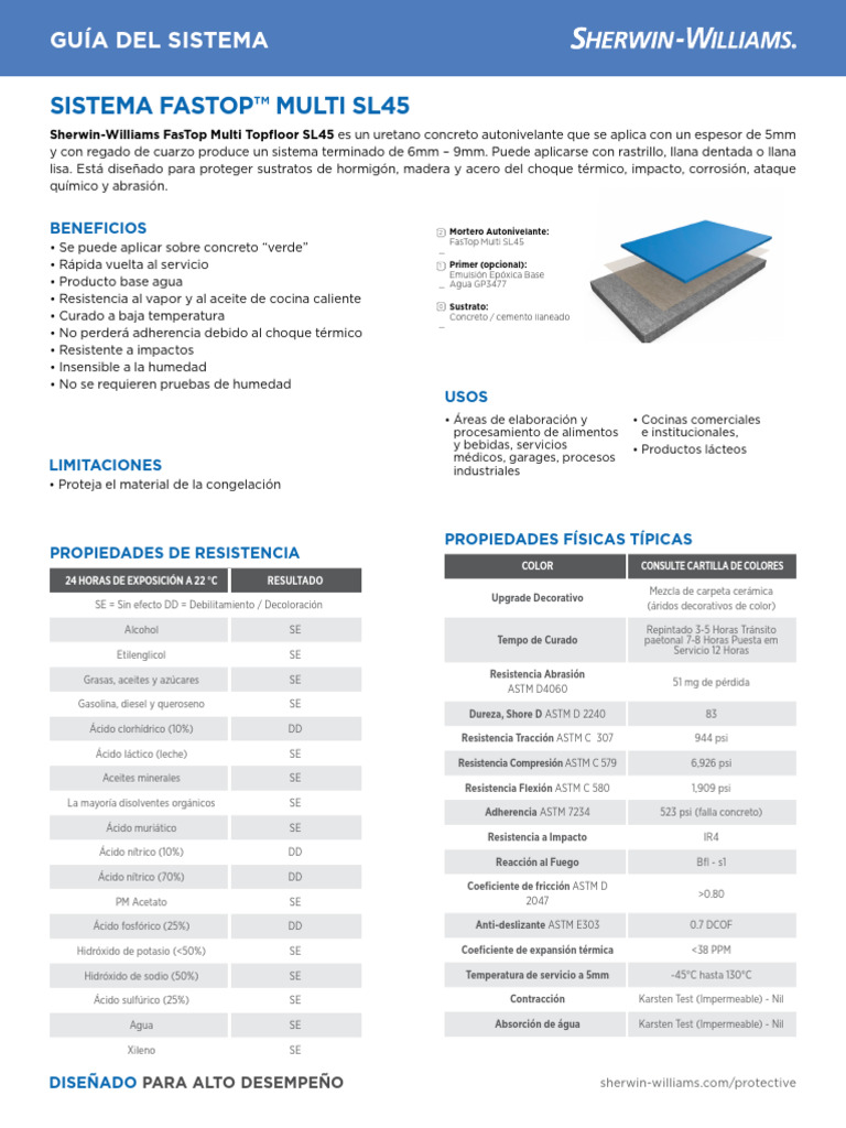 Hoja Tecnica - Fastop SL45 | PDF | Hormigón | Ácido