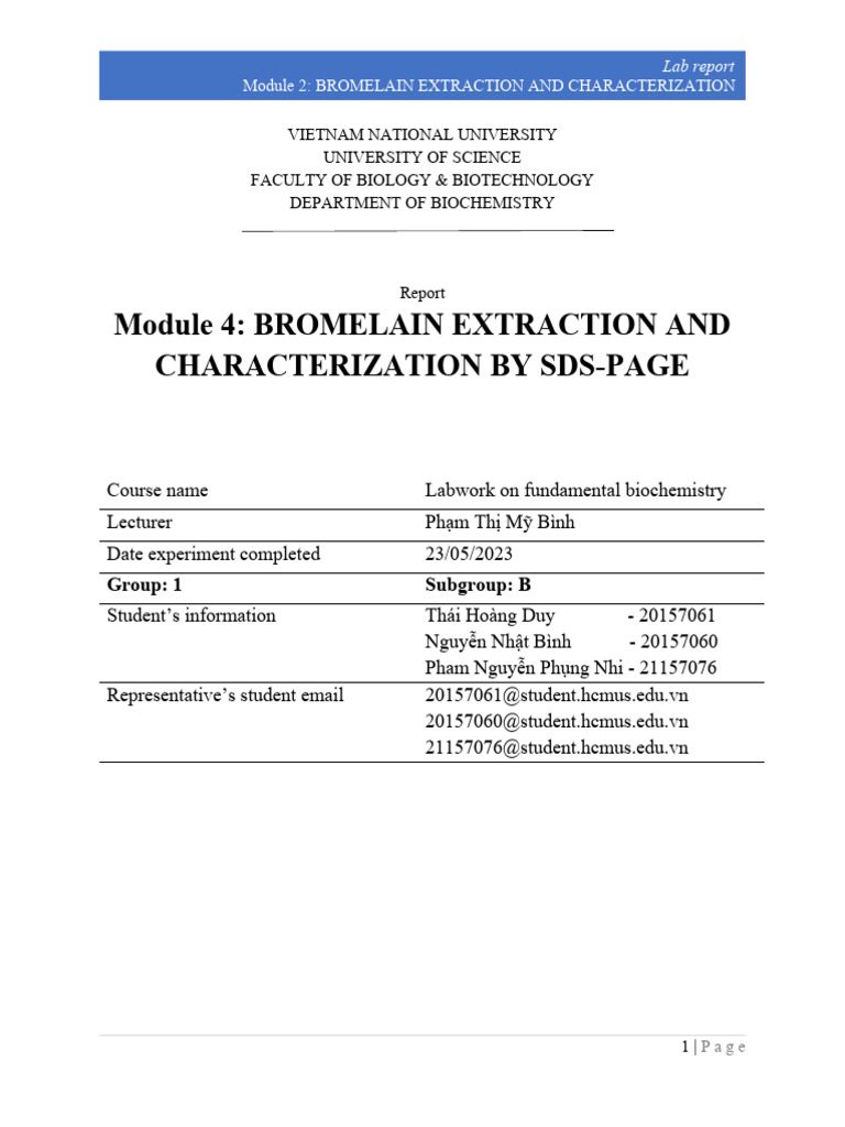 Report Template 3 Bromelain Extraction and Characterization | PDF | Pineapple | Chemistry