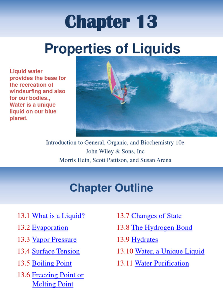 Ch13-Water and The Properties of Liquids | PDF | Liquids | Chemical Bond