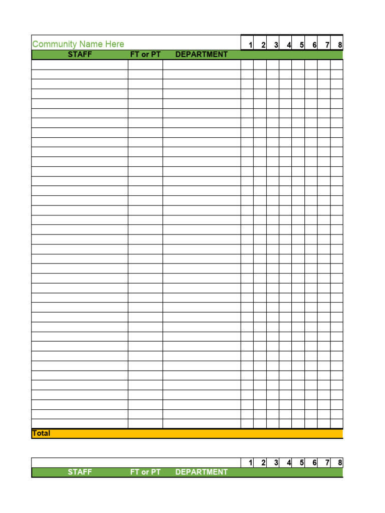 Blank Staff Participation Spreadsheet | PDF
