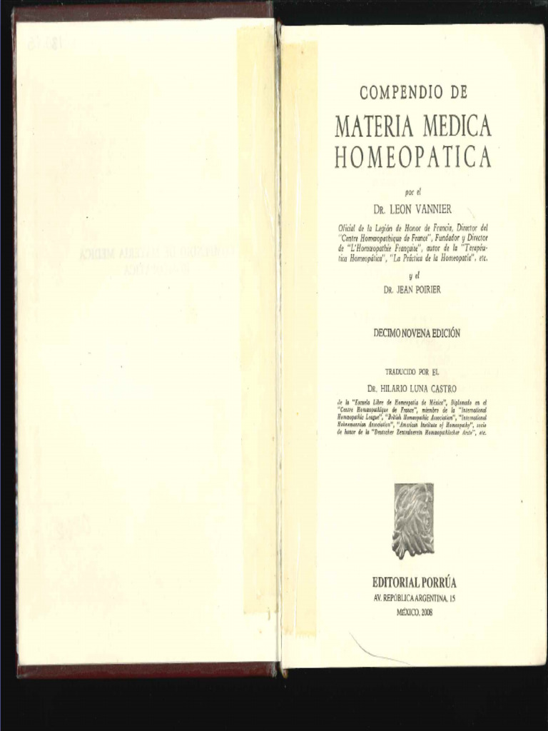 Materia Medica Homeopatica (Dr. León Vannier) | PDF