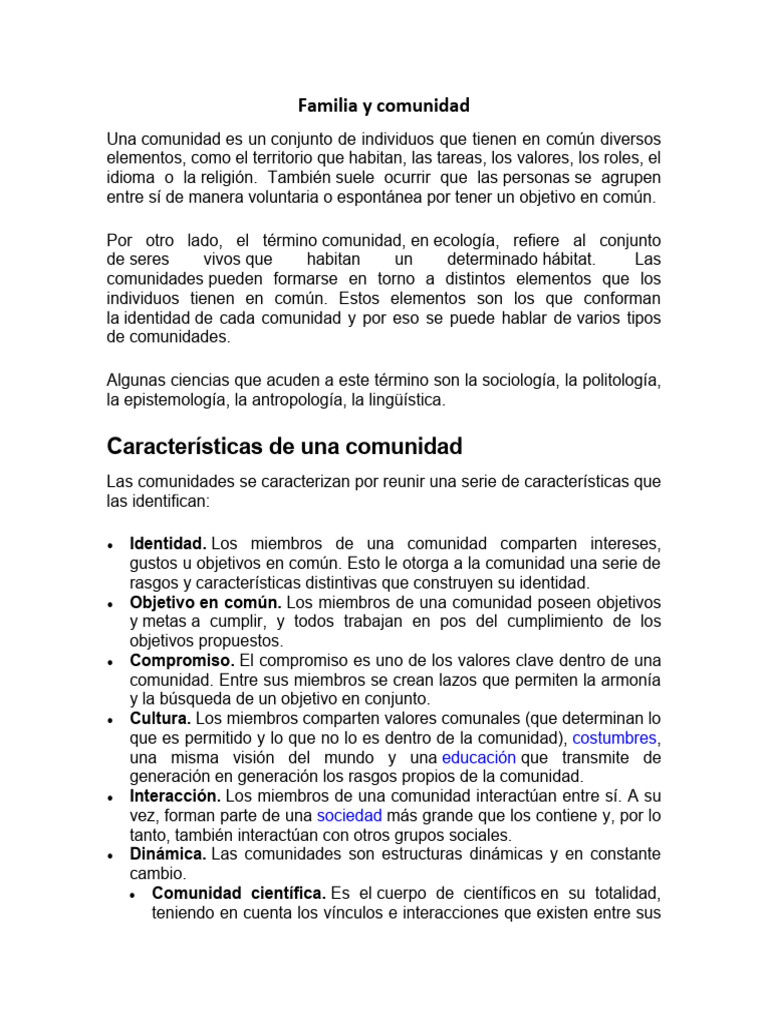Familia y Comunidad GRADO 9 | PDF | Comunidad | Psicología Social