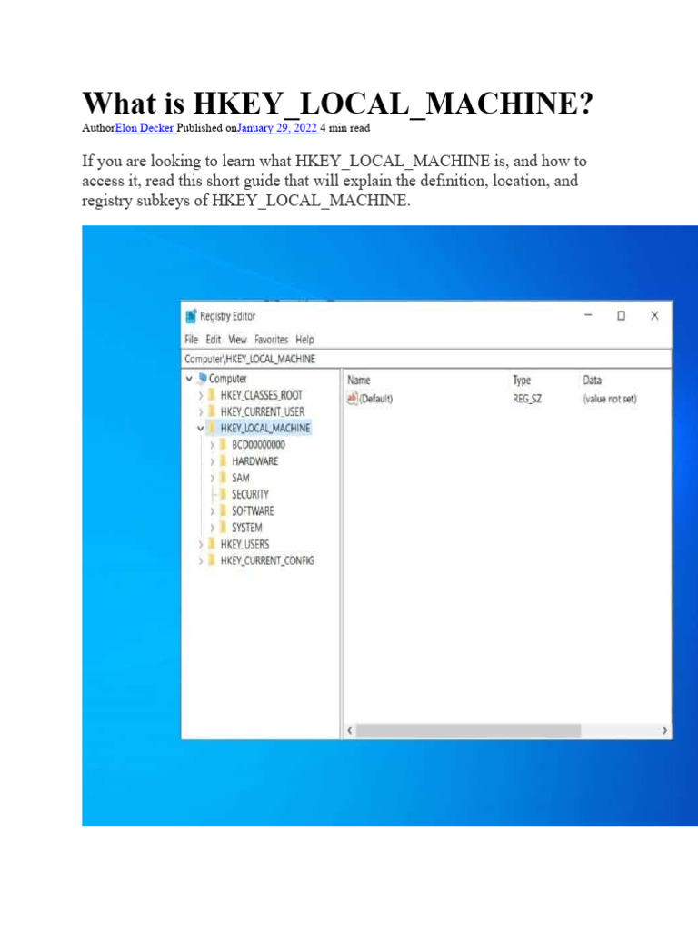 HKEY Local Key Machine | PDF | Windows Registry | Software Engineering
