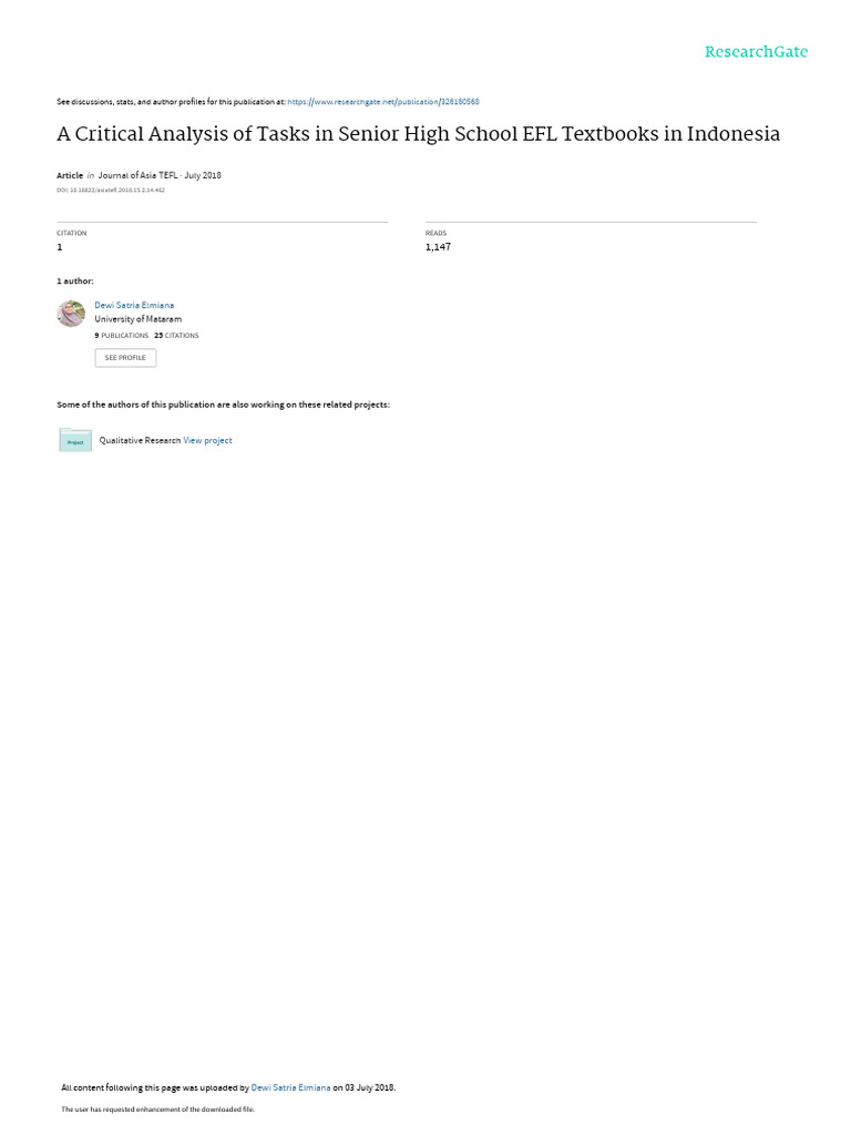 Analysis of Task in Textbook Analysis - DewiAsiaTEFL | PDF | English As ...