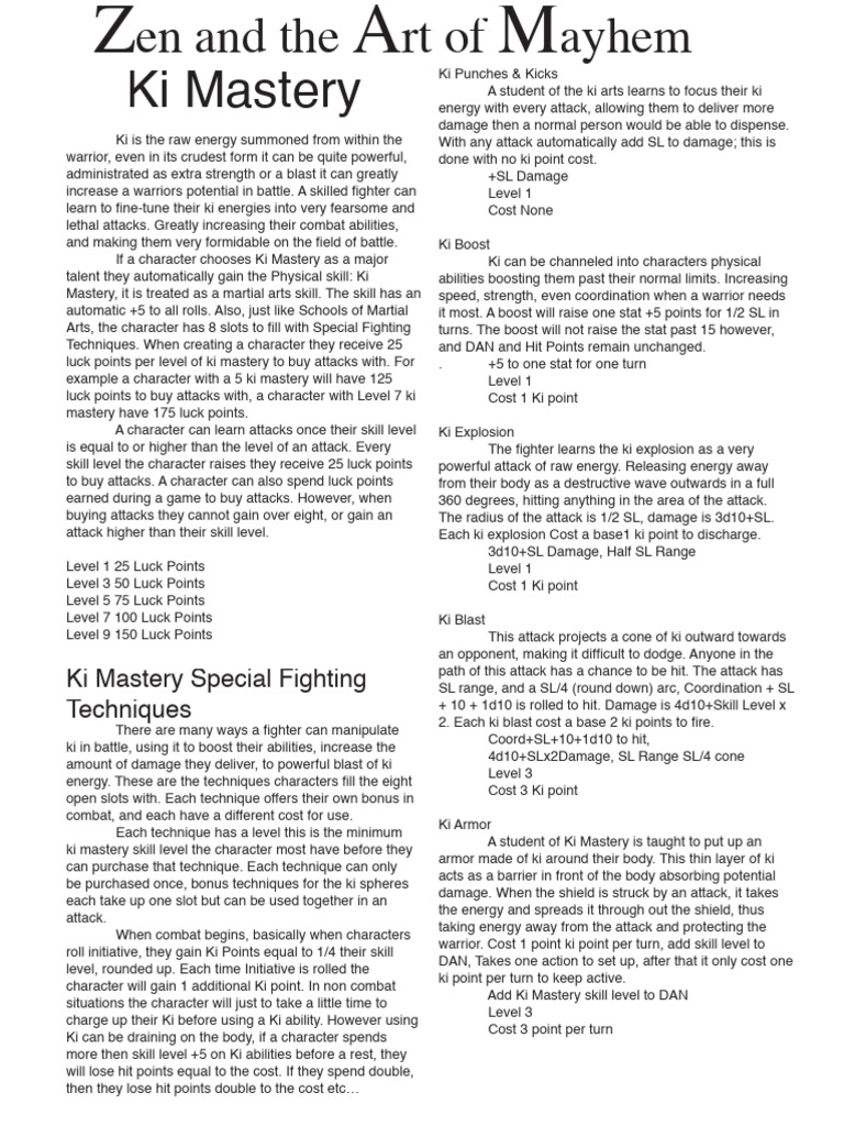 Zen & The Art of Mayhem Ki Mastery | PDF