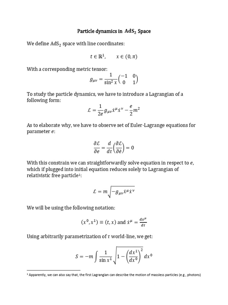 AdS2 Particle Dynamics Analysis | PDF | Lagrangian Mechanics | Hamiltonian Mechanics