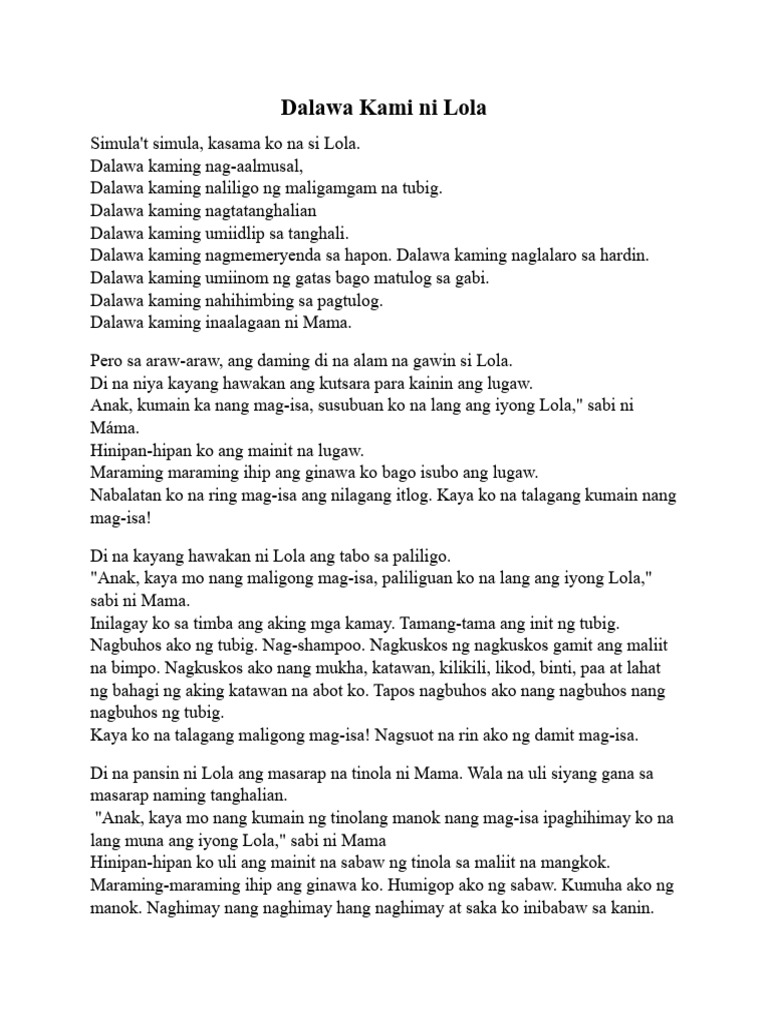 Dalawa Kami Ni Lola Story | PDF