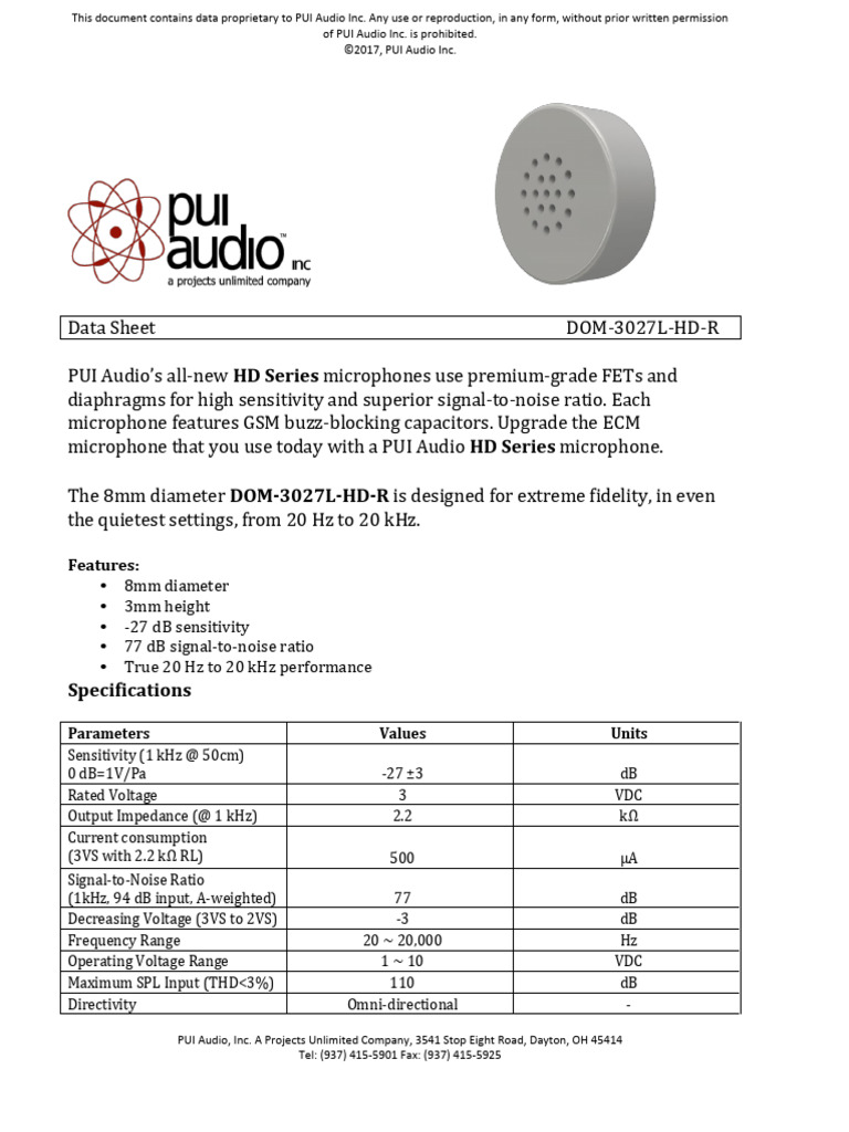 Specifications | PDF | Microphone | Decibel