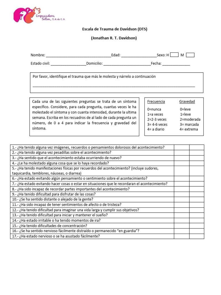 Escala de Trauma de Davidson | PDF | Trauma psicólogico | Sicología