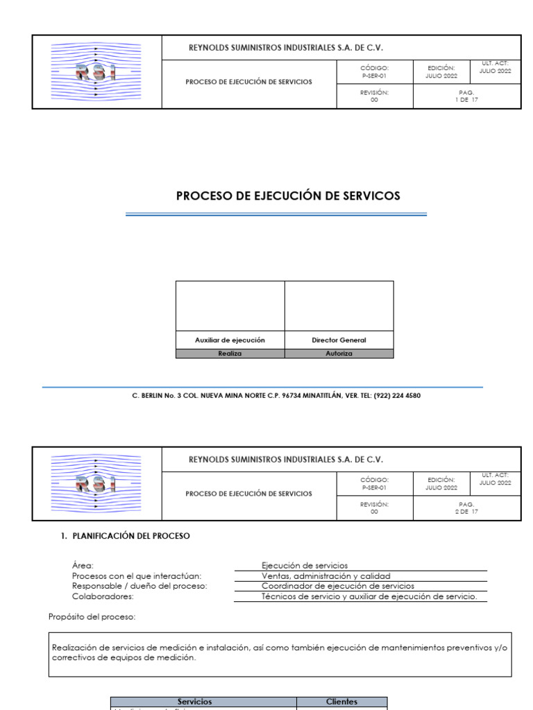Proceso de Ejecución de Servicios | Descargar gratis PDF | Planificación | Calidad (comercial)
