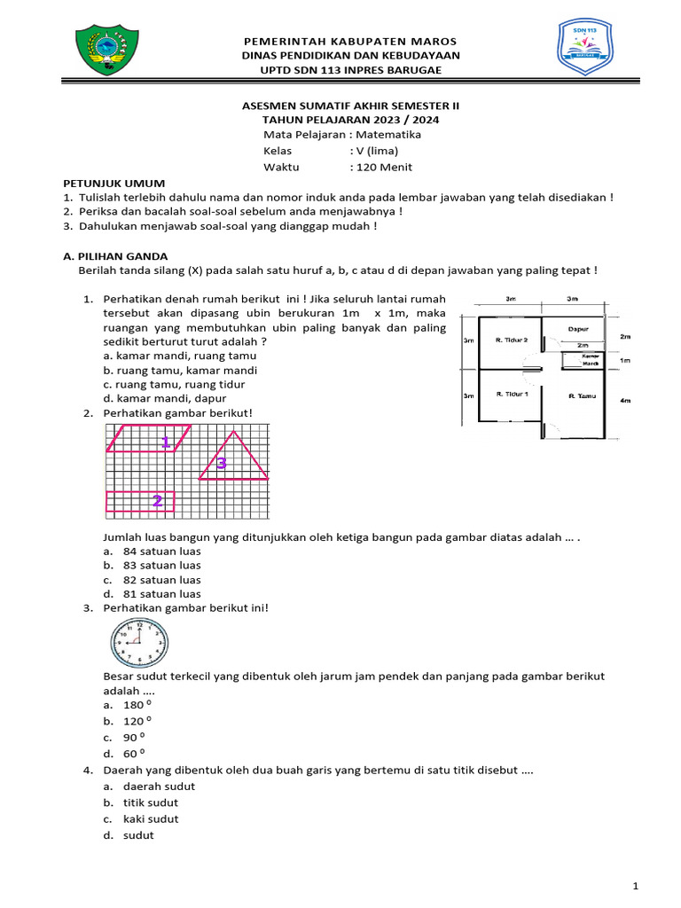 Soal Sat Matematika Kelas 5 | PDF