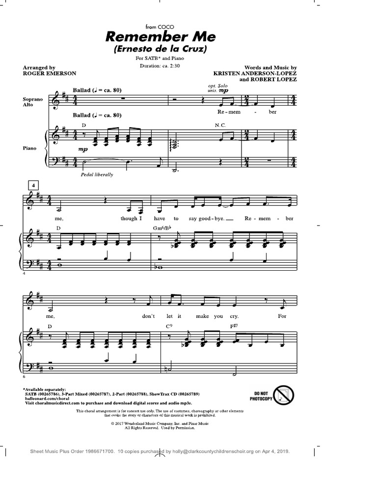 Coco - Remember Me | PDF