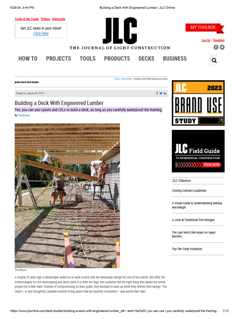 Building A Deck With Engineered Lumber - JLC Online | PDF | Framing ...