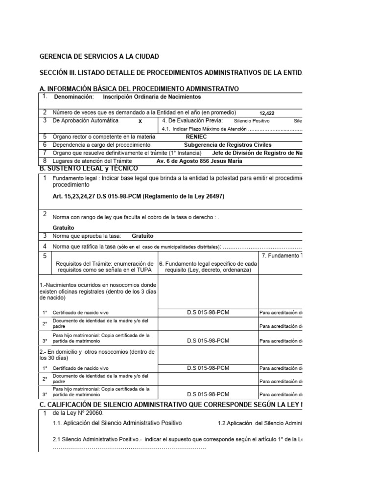Procedimientos Administrativos Gratuitos | PDF | Documento de identidad ...