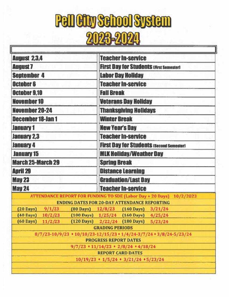 PCSS Calendar | PDF