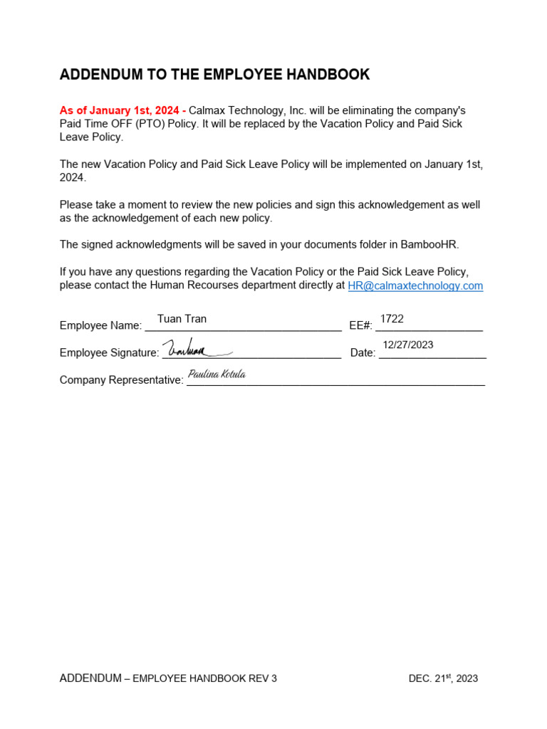 Vacation and Sick Leave Policy Update | PDF | Accrual | Employment