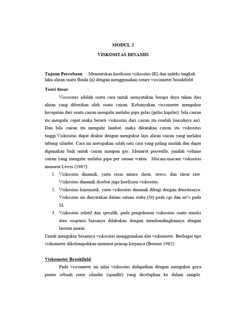 Modul 2 Viskositas Dinamis | PDF