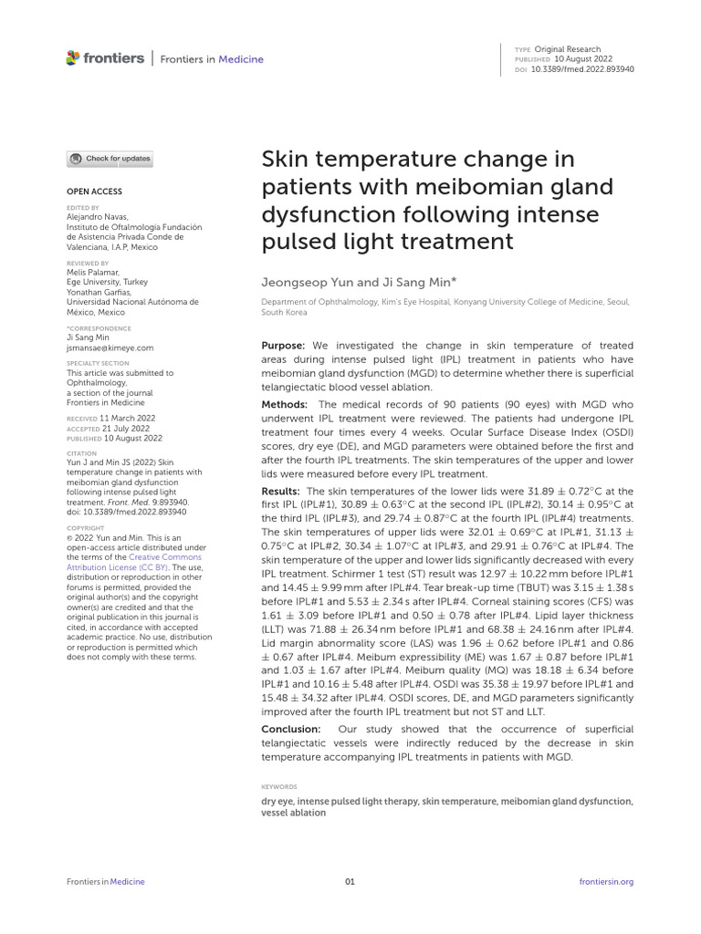 Skin Temperature Change in Patients With Meibomian | PDF | Clinical ...