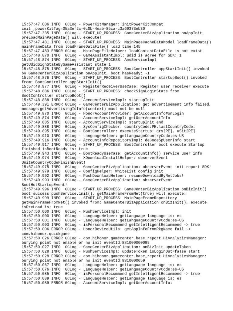 GameCenter Startup Log Analysis | PDF | Computing | Software