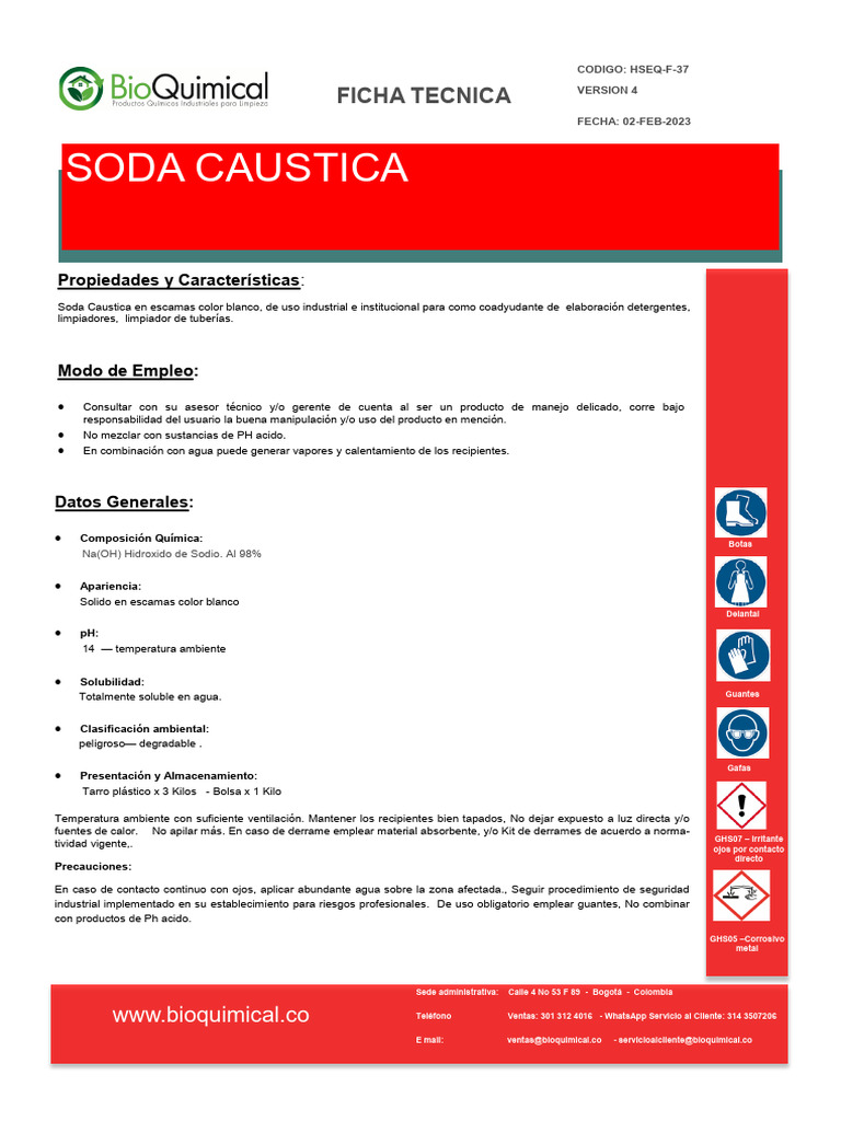 Uso Seguro de Soda Cáustica | PDF | Corrosión | Hidróxido de sodio